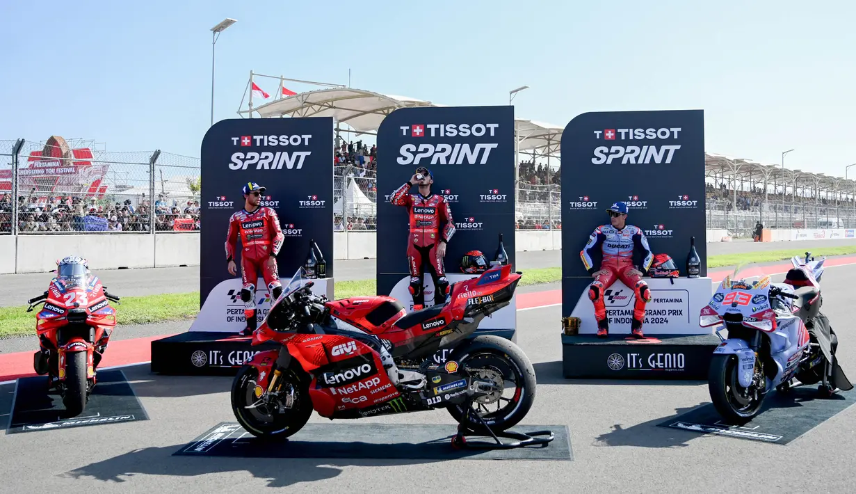 Dua Pembalap Ducati Lenovo Team Kuasai Sprint Race MotoGP Indonesia 2024, Marc Marquez Finis ...
