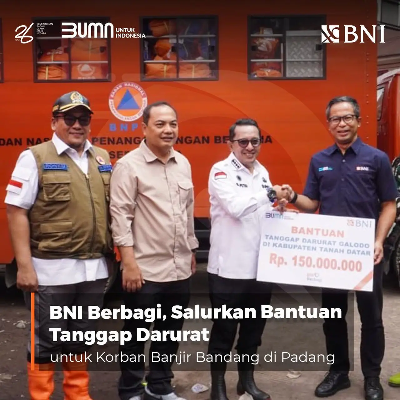BNI Berikan Bantuan Rp 500 Juta ke Korban Bencana Alam Sumbar - On Off Liputan6.com