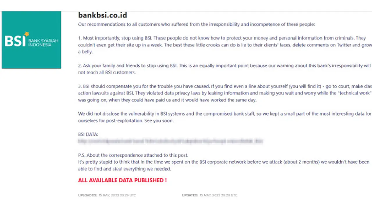 Fakta-Fakta BSI Kena Serangan Siber Kelompok Ransomware Lockbit ...