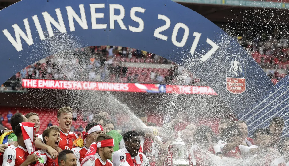 Kegembiraan Arsenal Juara Piala FA 2016-2017 - Foto Liputan6.com