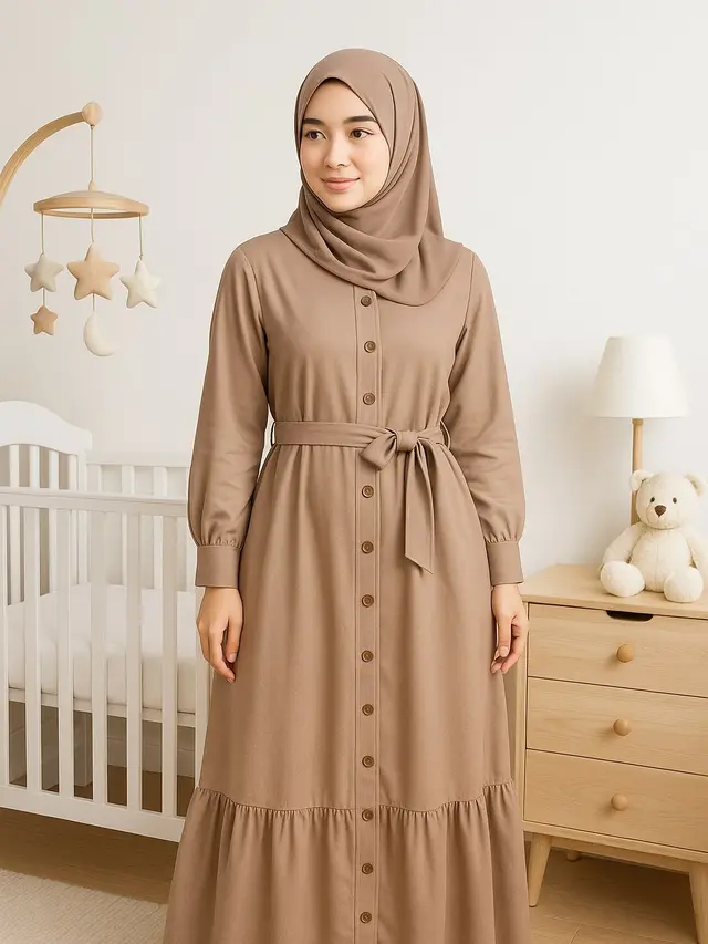 6 Model Gamis Kancing Depan untuk Busui, Praktis Namun Tetap Modis ...