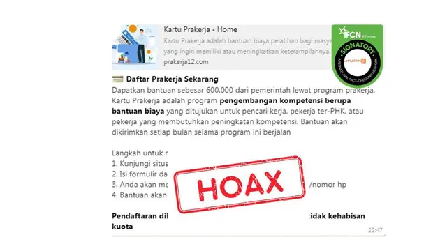 Cek Fakta: Hoaks Pesan Berantai Berisi Link Pendaftaran Kartu Prakerja ...