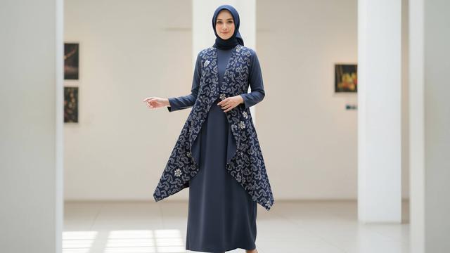 7 Model Gamis Kombinasi Vest Etnik Tren 2025, Tampil Elegan dan Kekinian