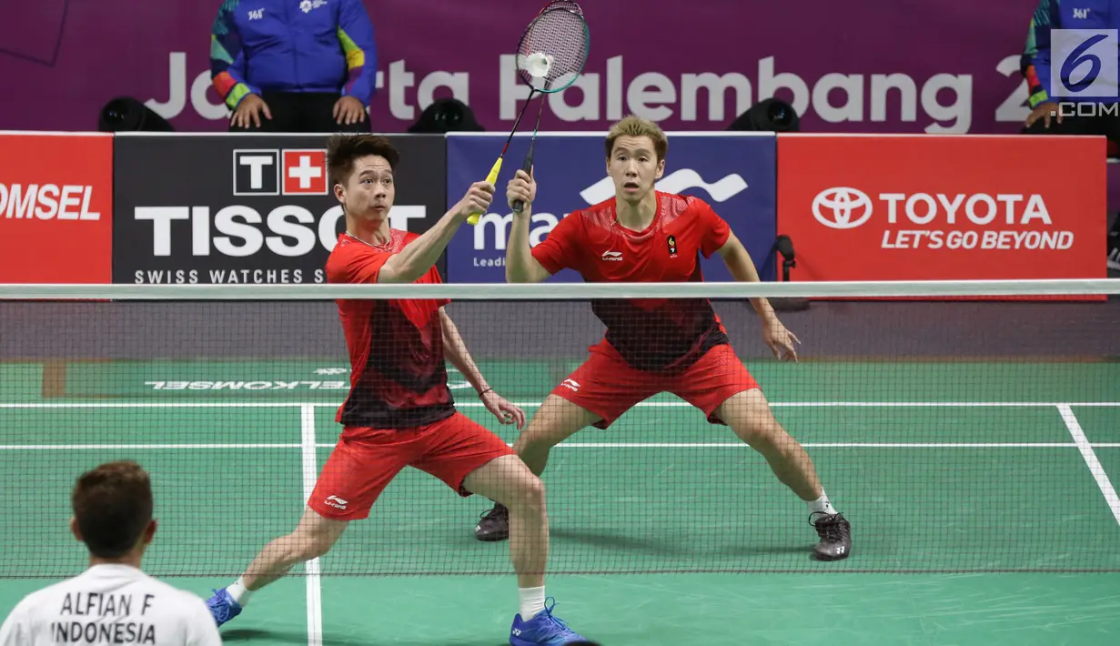 FOTO: Aksi Dua Ganda Putra Indonesia di Final Perseorangan Asian Games 2018 - Foto Liputan6.com