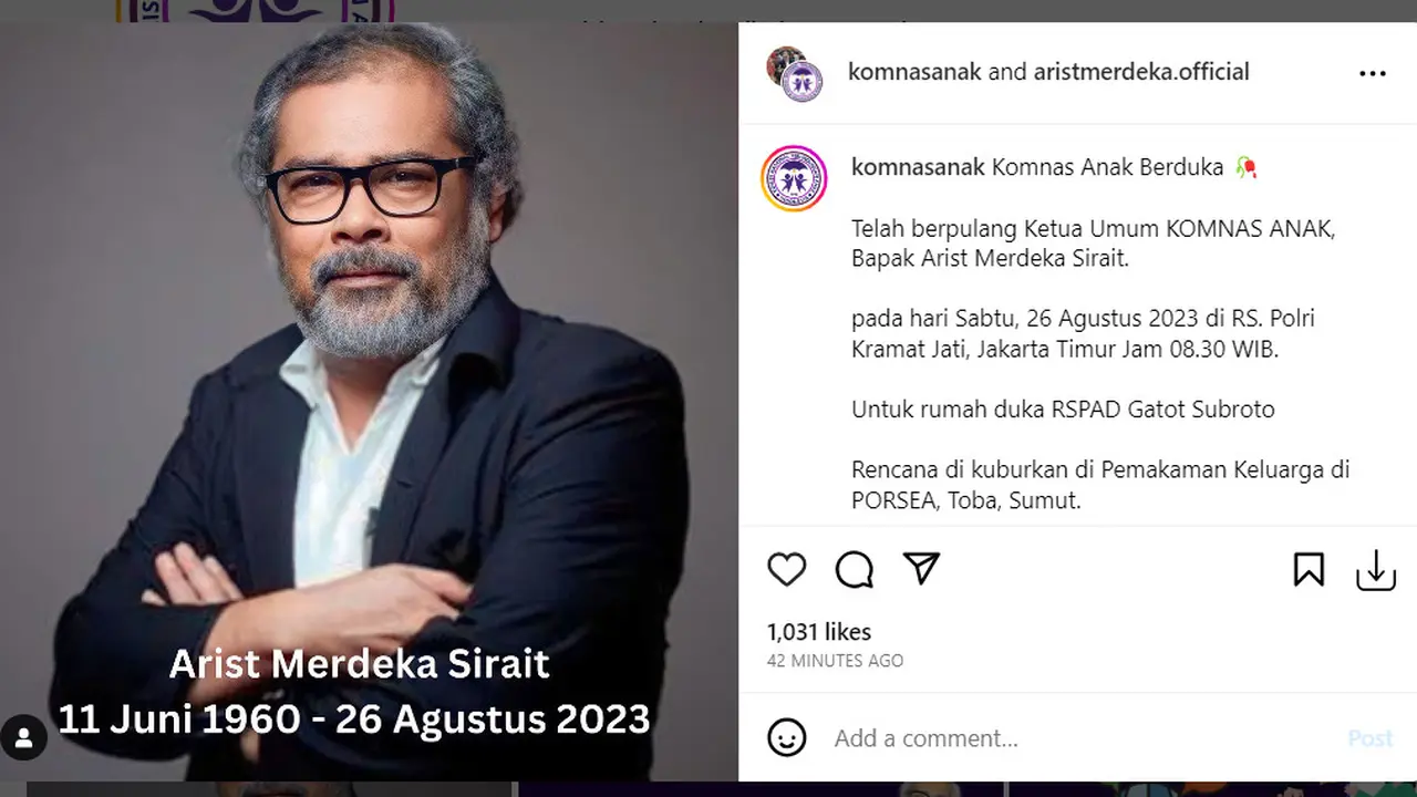 Arist Merdeka Sirait, Ketua Komnas Perlindungan Anak Meninggal Dunia ...