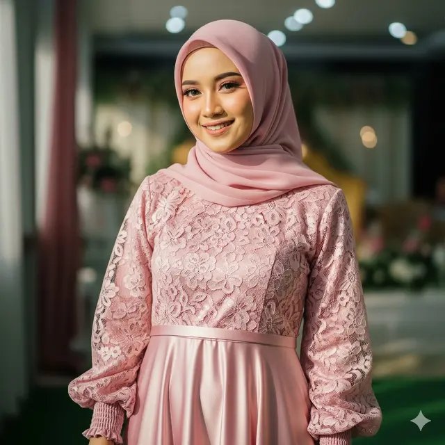 8 Rekomendasi Dress Panjang Renda Kombinasi Satin Muslim, Gaya Feminin ...