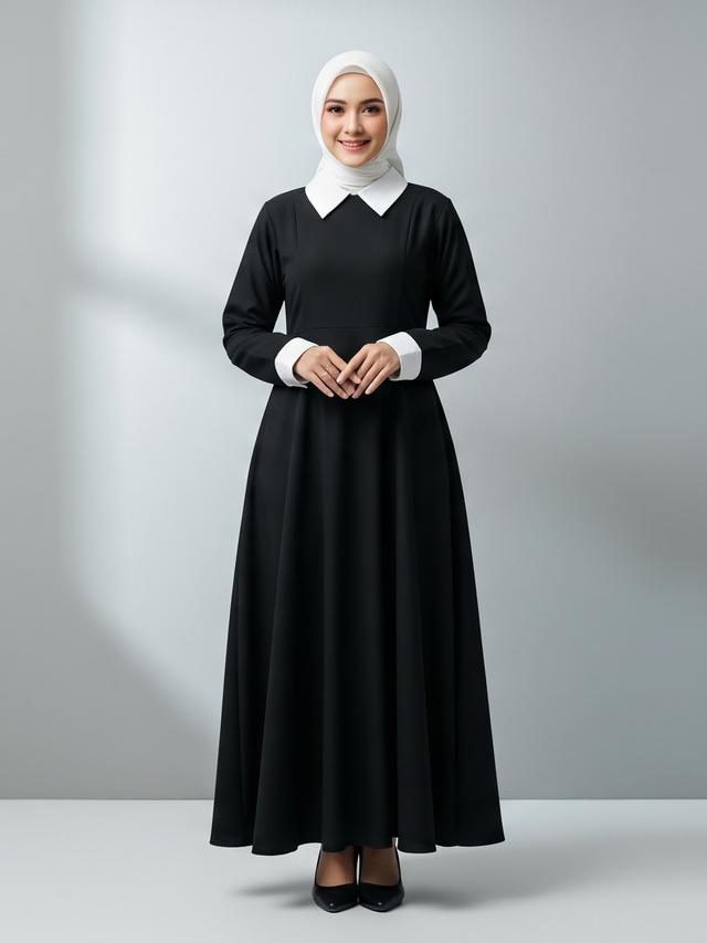 10 Model Gamis Kombinasi Hitam Putih, Tampil Cantik untuk Penampilan ...