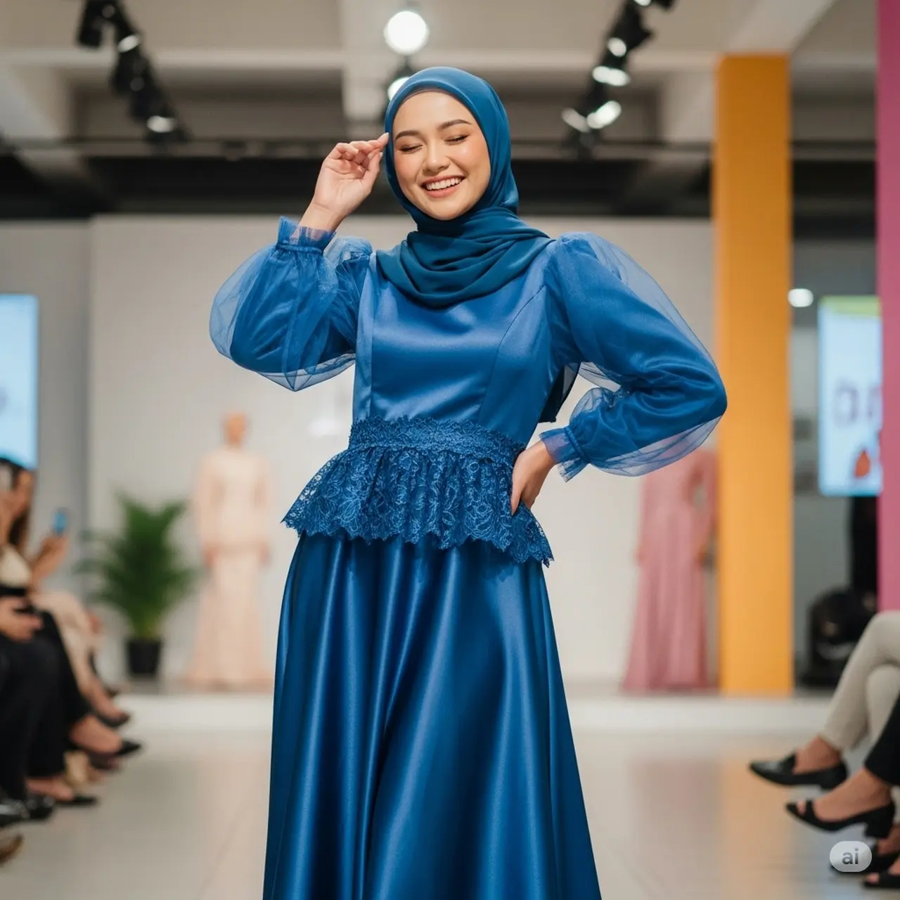 Inspirasi 10 Model Gamis Brokat Kombinasi Satin Pesta yang Elegan dan ...