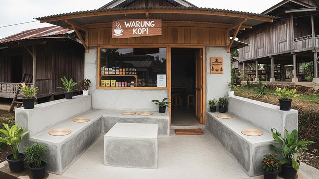 8 Inspirasi Warung Mini dengan Tempat Duduk Semen Ala Kampung: Desain ...