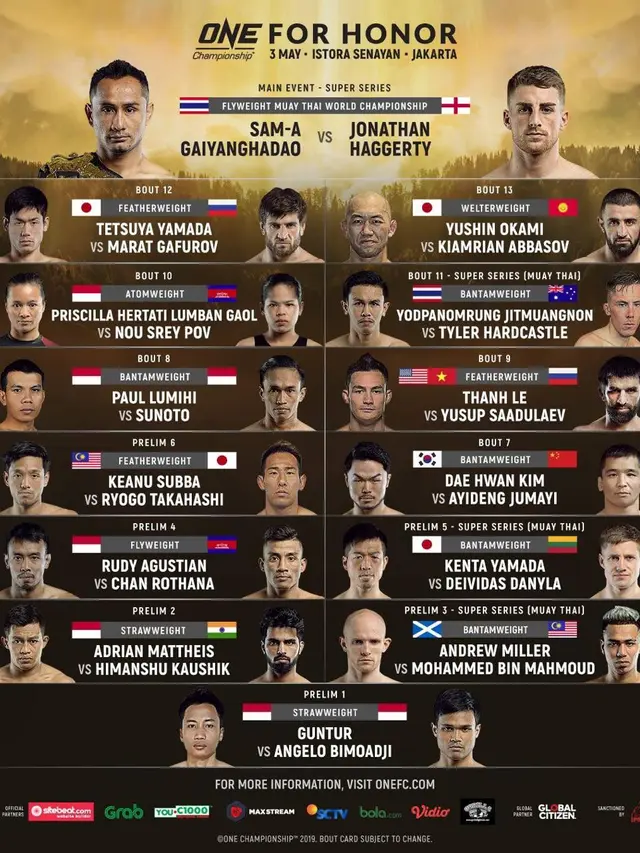 Nonton Live Streaming ONE Championship: For Honor - Ragam Bola.com
