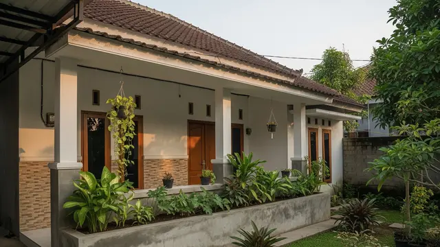 6 Model Teras dengan Pot Tanaman Permanen dari Cor Beton, Tampak Lebih Asri