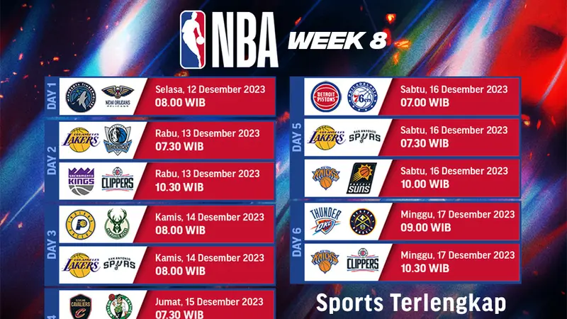 Jadwal dan Link Streaming NBA 23 24 Week 8 di Vidio Ragam Bola
