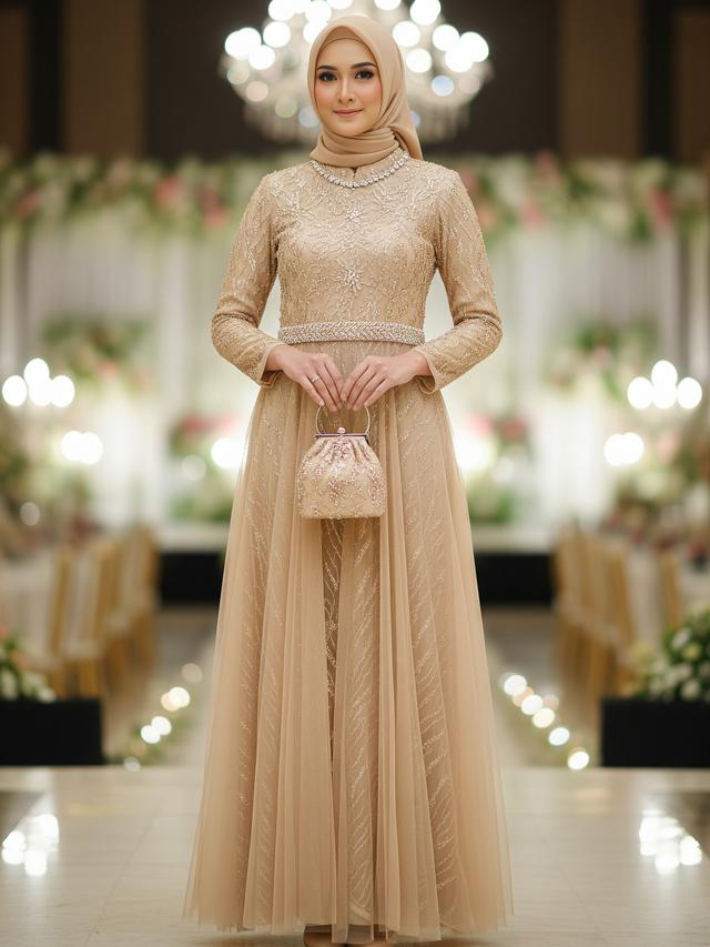 9 Model Gamis Warna Elegan untuk Acara Lamaran, Anggun di Momen Spesial