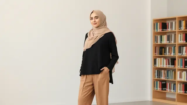 Inspirasi 10 Padu Padan Outfit Kemeja Hitam Wanita Hijab, Simple dan ...