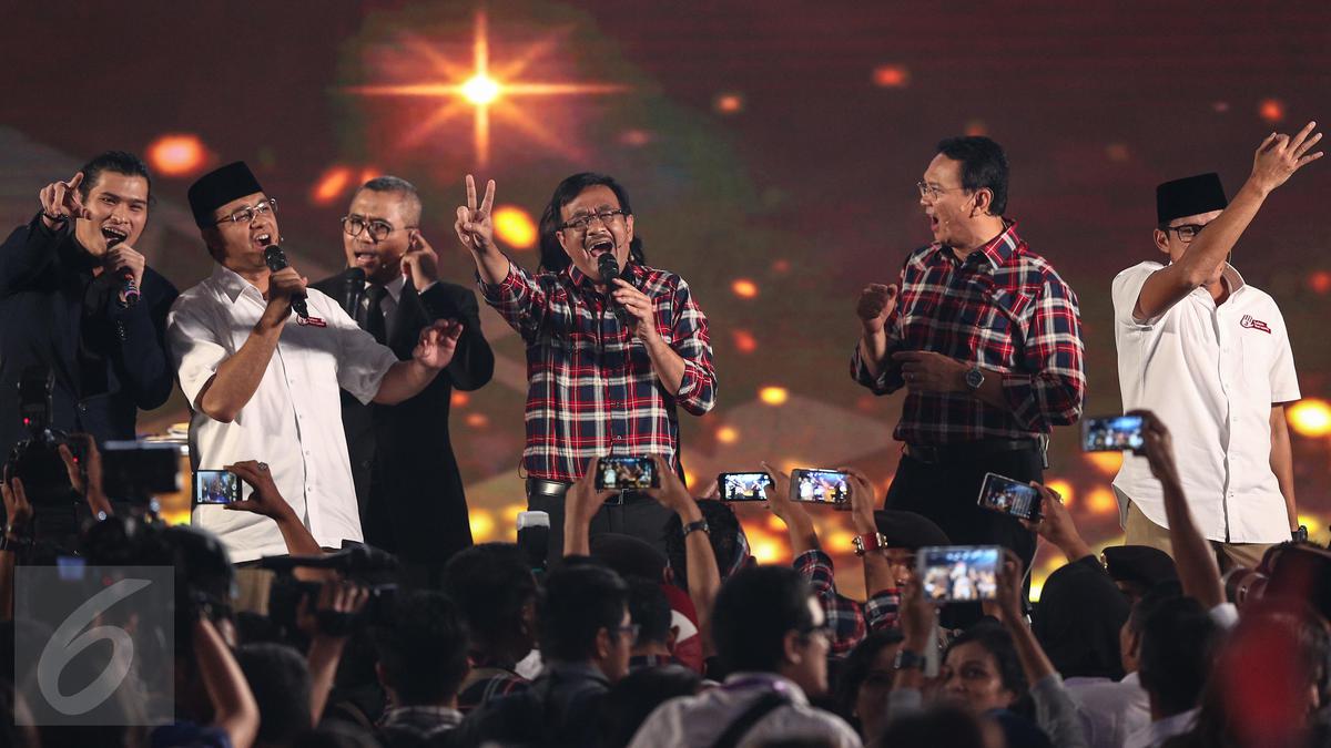 Keakraban Paslon Pilgub DKI Usai Debat Putaran Kedua - Foto Liputan6.com