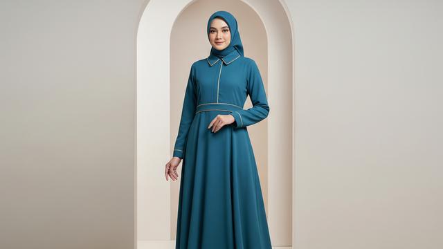8 Model Gamis Warna Biru Teal untuk Ramadan 2026 yang Elegan, Anggun ...