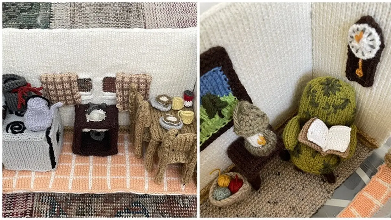 6 Potret Miniatur Ruangan dari Bahan Rajut, Detail Furniturnya Bikin ...