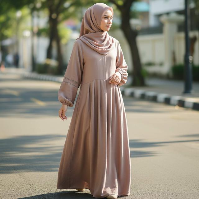 10 Model Gamis Abaya Linen Adem Cocok untuk Cuaca Panas, Tampil Syar'i ...