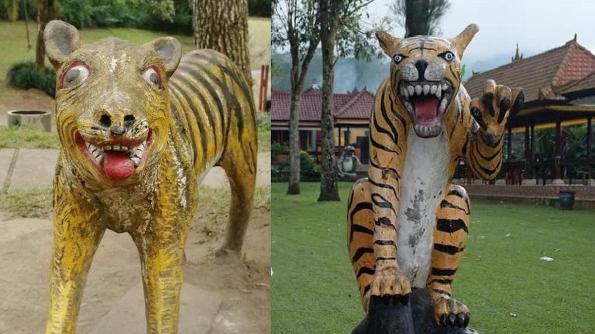 7 Potret Patung Harimau Gagal tapi Kocak, Cuma Ada di Indonesia ...