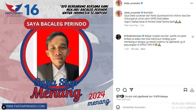 Dede Sunandar Jadi Bacaleg Partai Perindo, Limbad Siap Ajari Strategi ...