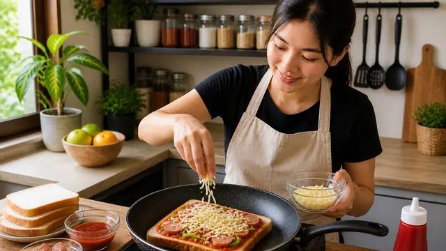 Cara Membuat Pizza Mini Roti Tawar Isi Sosis, Autentik dan Lezat