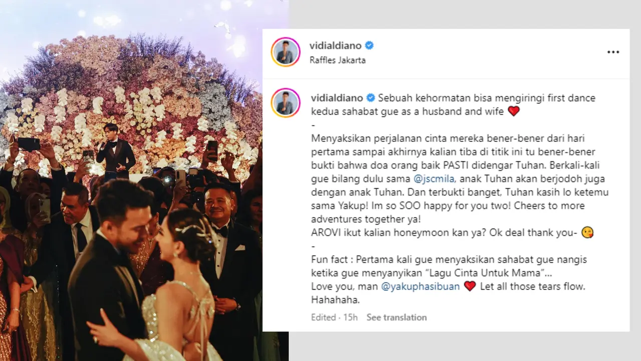 Vidi Aldiano Nyanyi di Acara Resepsi Jessica Mila dan Yakup Hasibuan, Suara Merdunya Sampai ...