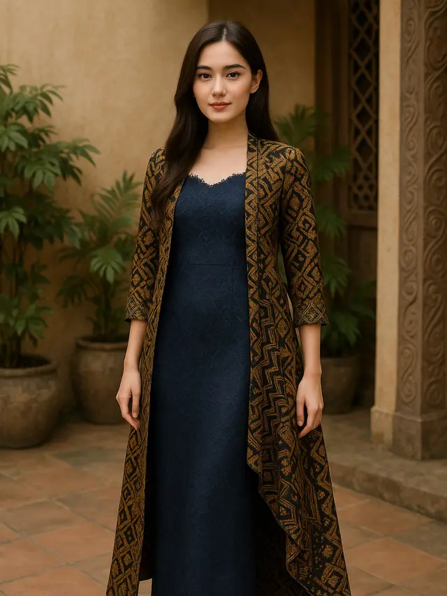 9 Model Long Dress Brokat Kombinasi Outer Batik Panjang Kekinian 2025 ...