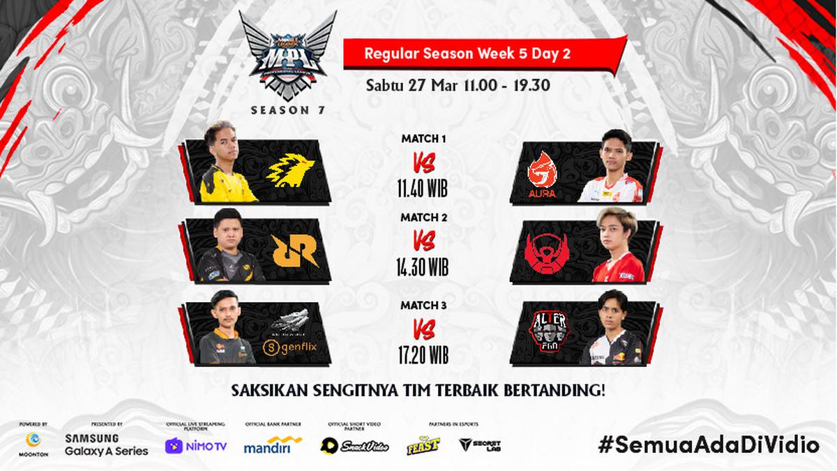 Jadwal MPL ID Season 7 di Vidio, Sabtu 27 Maret 2021: RRQ Hoshi Vs BTR, Alter Ego Hadapi Genflix ...