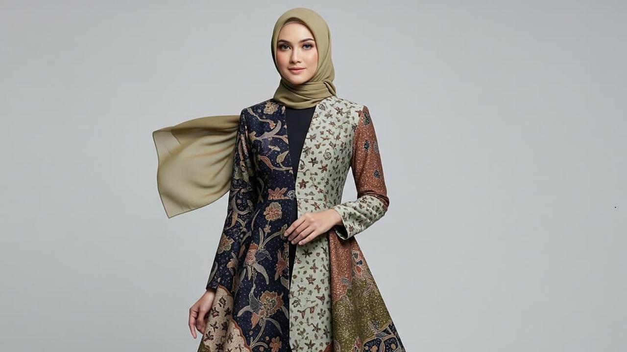 10 Model Gamis Terbaru Batik Kombinasi Blazer, Tampil Elegan dan Modern ...