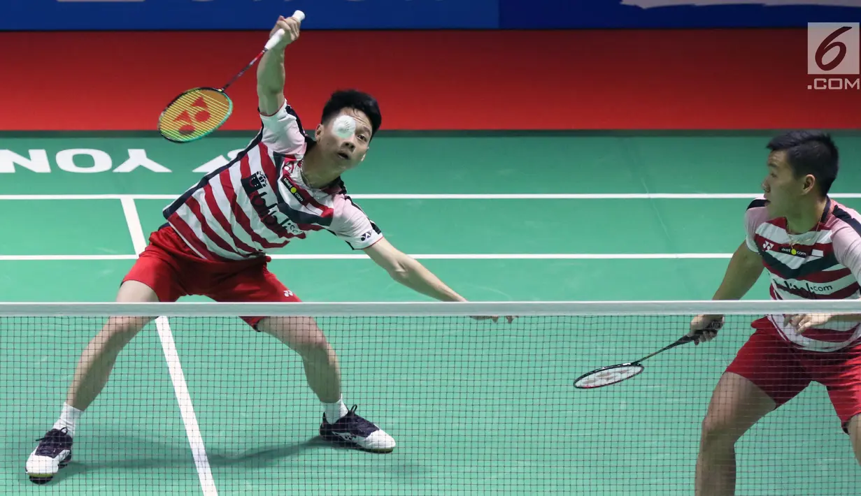 FOTO: Kevin / Marcus Ungguli Duel Ganda Putra Indonesia - Foto Liputan6.com