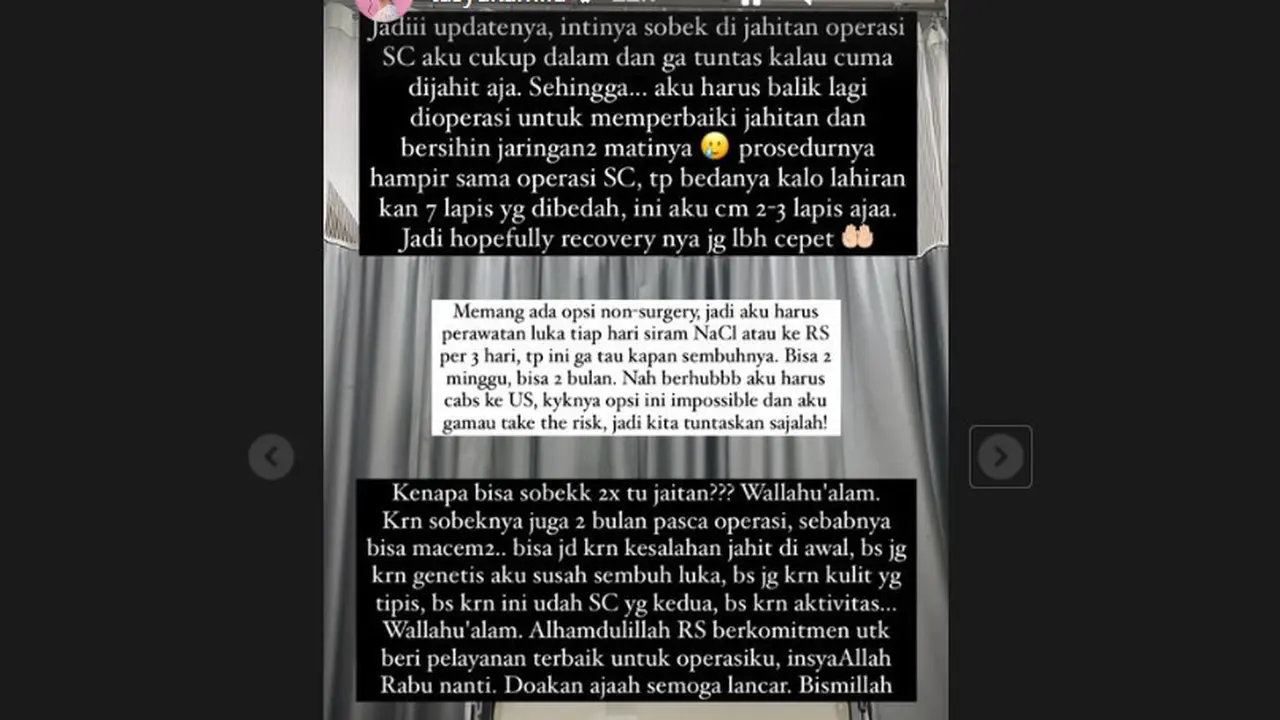 Jahitan Caesar Tasya Kamila Sobek dan Harus Operasi Lagi, Suami Sampai Datang dari Amerika ...
