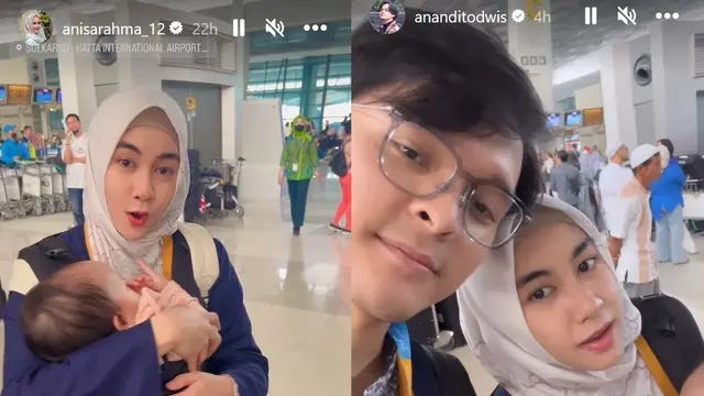 6 Potret Anisa Rahma dan Anindito Dwis Umrah Bareng Bayi Kembarnya, Sudah Siap dengan Aneka ...