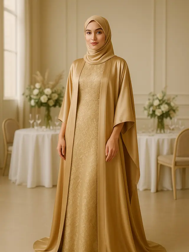 8 Model Long Dress Polos Kombinasi Outer Kimono Terbaru 2025, Tampil ...