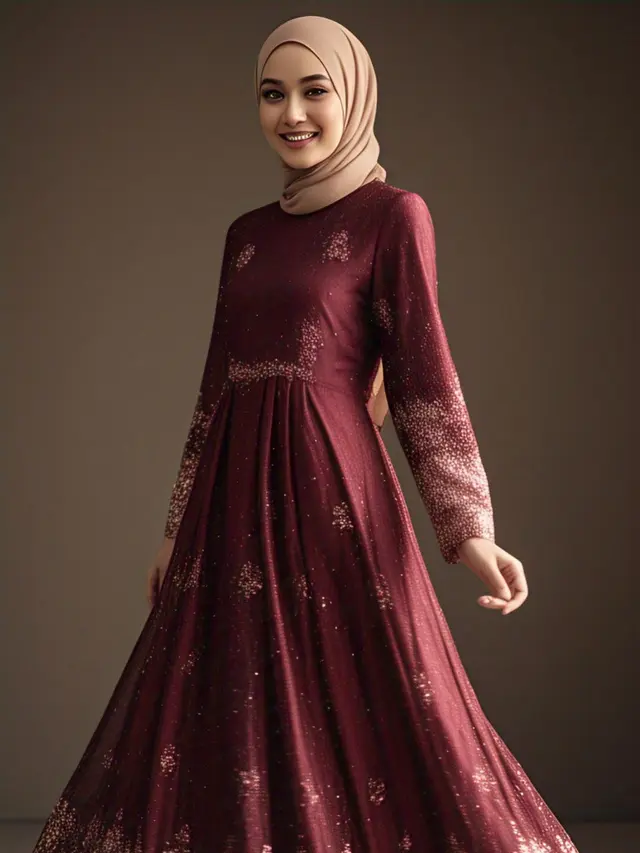 Top 3 Islami: Inspirasi 6 Gamis Brokat Burgundy agar Tampil Elegan ...