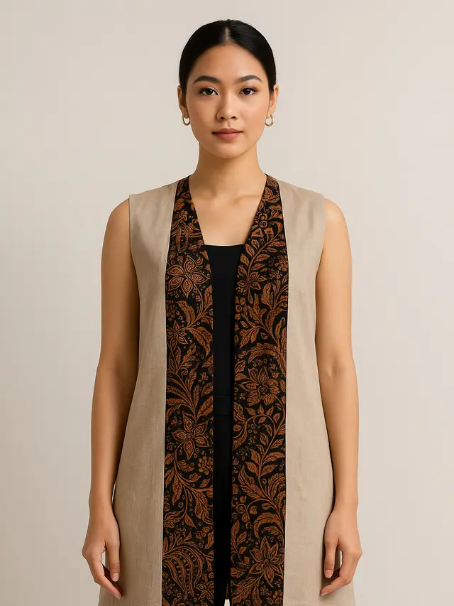 10 Contoh Model Outer Batik Kekinian Tanpa Lengan Terbaru 2025, Bikin ...
