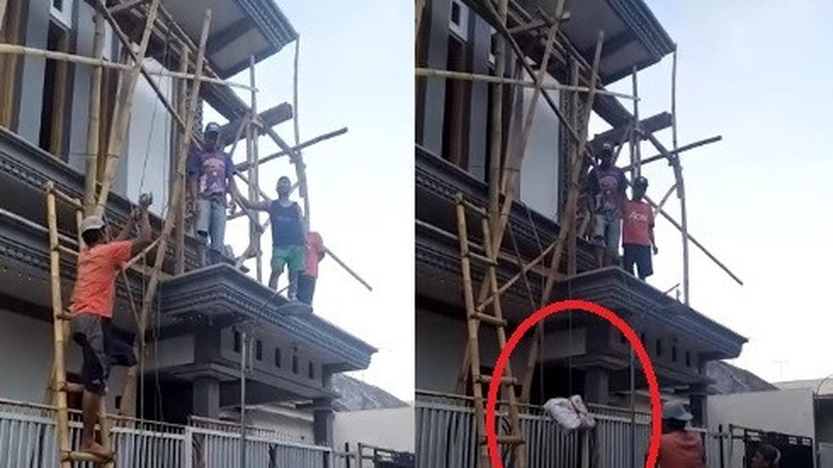 Unik Banget, Lihat Cara Tukang Ini Angkat Bahan Bangunan ke Lantai Dua ...