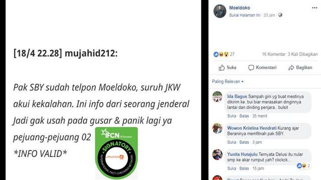 [Cek Fakta] Hoaks Pesan Berantai soal SBY Minta Jokowi Akui Kekalahan ...