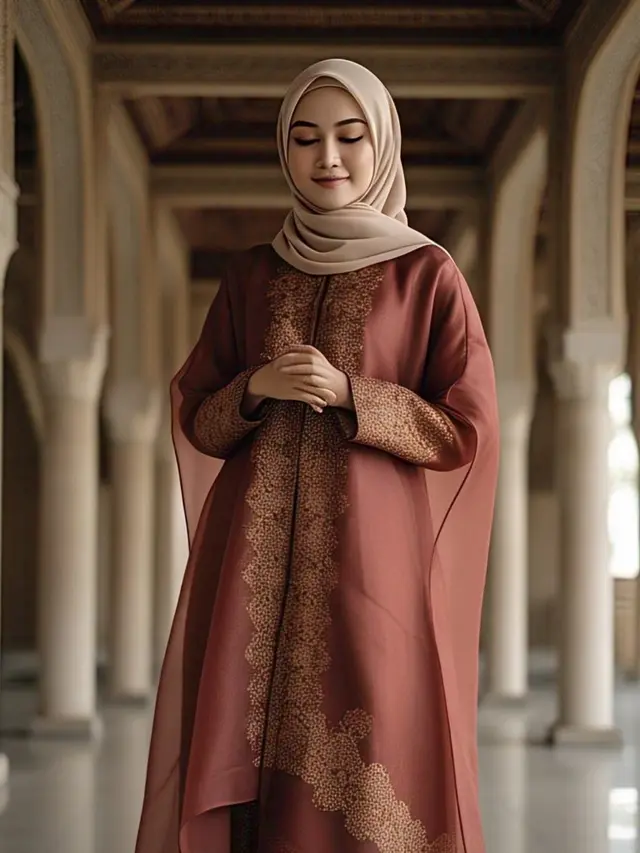 6 Model Gamis Burgundy dan Mahogany 2025, Inspirasi Busana Lebaran ...