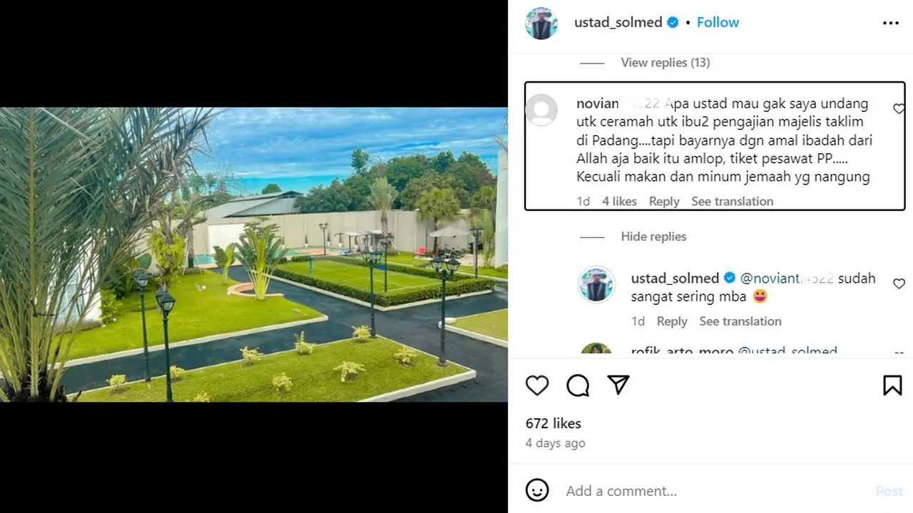 Respons Ustaz Solmed Disinggung soal Hisab Setelah Pamer Rumah Mewah ...