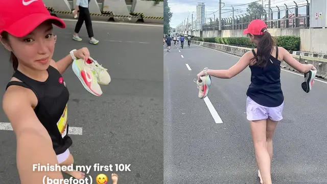 7 Momen Nabilah Adik Leon Dozan Ikut Event Lari Tanpa Alas Kaki - Hot ...