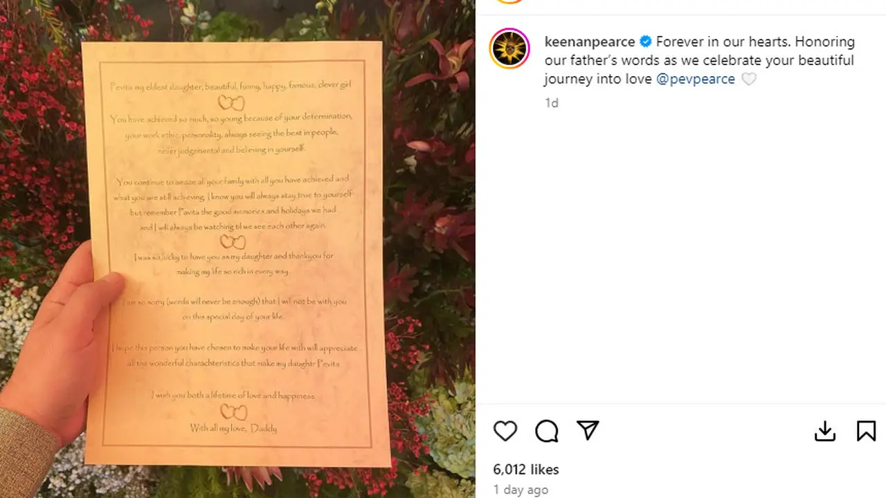 Keenan Pearce Ungkap Surat dari Almarhum Ayah di Hari Pernikahan Pevita ...