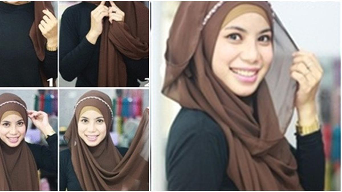 Gaya Hijab Menutup Dada Plus Headband Cantik - Beauty Fimela.com
