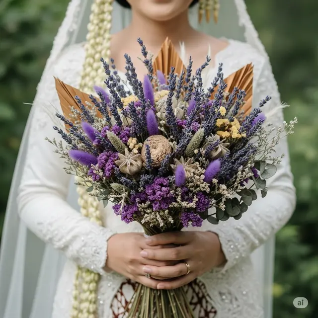 12 Ide Buket Pengantin dari Bunga Kering Ala Vintage, Lambangkan ...