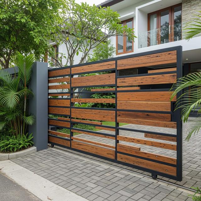 7 Ide Pagar Besi Kombinasi Kayu Daur Ulang, Tampilan Rustic Modern yang ...