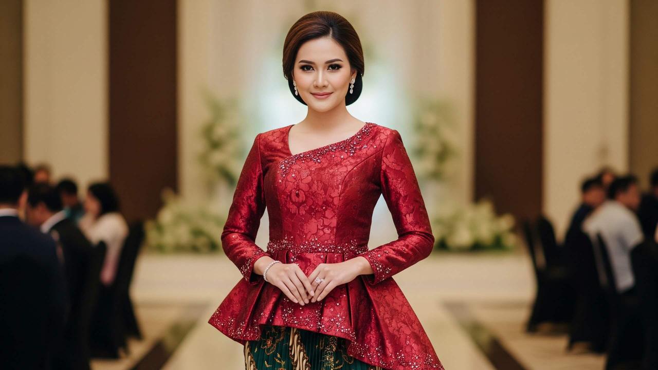 7 Inspirasi Model Atasan Brokat Peplum Bawahan Batik, Anggun dan ...