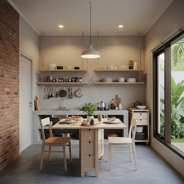7 Inspirasi Dapur Tanpa Kitchen Set dengan Meja Lipat, Solusi Praktis ...