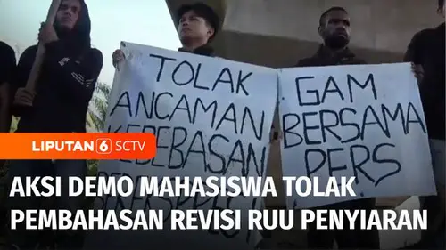 VIDEO: Aksi Demo Mahasiswa di Makassar Tolak Pembahasan Revisi RUU Penyiaran | Enamplus