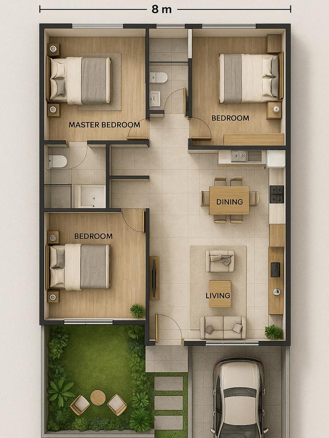 5 Desain Denah Rumah Mewah Ukuran 8x15 m, Bisa Jadi Referensi