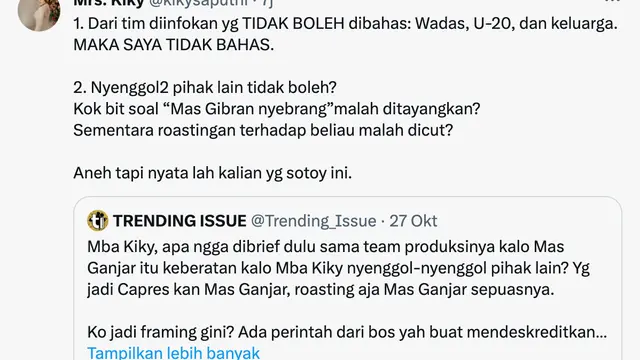 Kiky Saputri Bongkar Isi Briefing Sebelum Roasting Ganjar Pranowo, Ada 3 Larangan untuk Dibahas ...