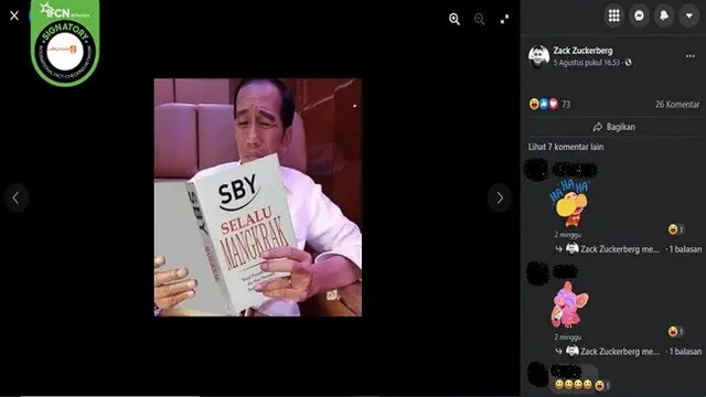 Cek Fakta: Tidak Benar dalam Foto Ini Jokowi Membaca Buku "SBY Mangkrak" - Cek Fakta Liputan6.com